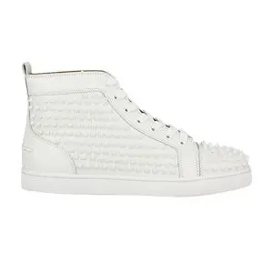CHRISTIAN LOUBOUTIN Louis Calf Laminato Dino Spikes High Top Sneakers - White