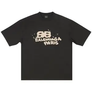 Balenciaga Hand Drawn Bb Icon Vintage T-shirt /beige