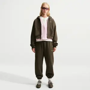Nike Studio Fleece Medium Weight High-rise Oversized Cuffed Pants - Brown