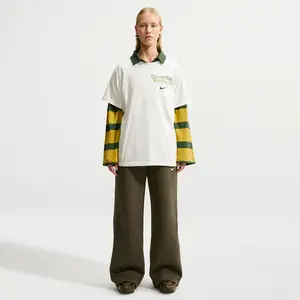 Nike Studio Fleece Medium Weight Mid-rise Wide-leg Pants - Brown