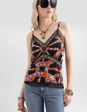 Dolce & Gabbana Carretto-print Silk Satin Top