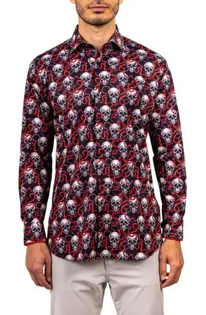 MACEOO Fibonacci Ascension Contemporary Fit Button-up Shirt - Black