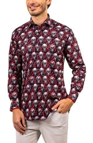 MACEOO Fibonacci Ascension Contemporary Fit Button-up Shirt - Black
