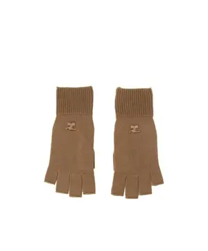 COURREGES Courrèges Logo Embroidered Ribbed Fingerless Gloves