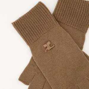 COURREGES Courrèges Logo Embroidered Ribbed Fingerless Gloves