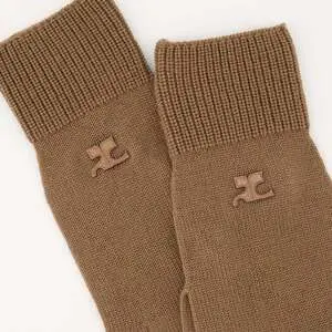 COURREGES Courrèges Logo Embroidered Ribbed Fingerless Gloves