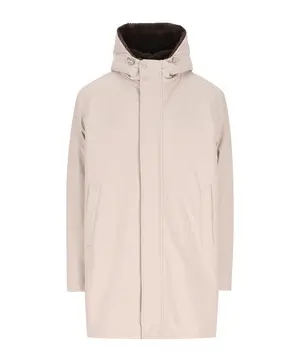 Herno Long Hooded Coat - Nude