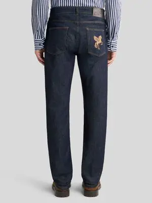 Etro Regular-fit Cotton Denim Jeans With Pegaso Embroidery
