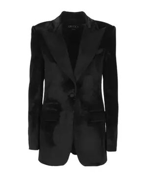 DONDUP Velvet-effect Single-breasted Blazer - Black