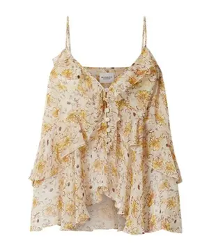Isabel Marant Étoile Ruffled Floral Chiffon Top - Light Brown