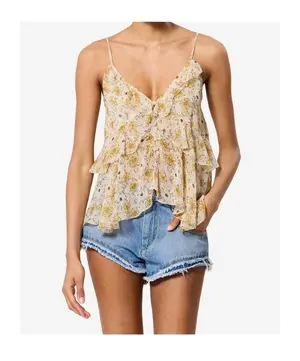 Isabel Marant Étoile Ruffled Floral Chiffon Top - Light Brown