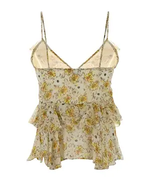 Isabel Marant Étoile Ruffled Floral Chiffon Top - Light Brown