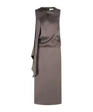 Loulou De Saison Sleeveless Midi Dress With Draped Scarf Insert