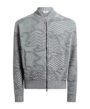 Etro Knit Wool-blend Bomber Jacket With Motif