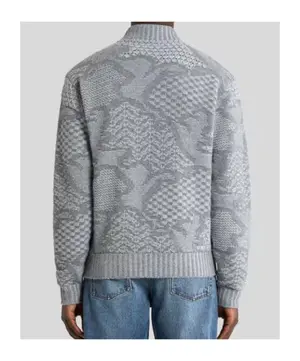 Etro Knit Wool-blend Bomber Jacket With Motif