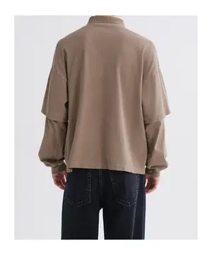 AGOLDE Layered Long Sleeve Polo Shirt - Brown