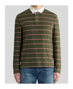 Etro Long-sleeved Cotton Polo Shirt With Shirt Collar And Striped Motif