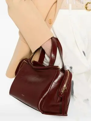 WANDLER Patent Finish Leather Tote Bag - Brown