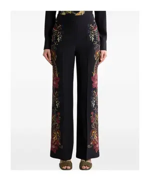 Etro Silk Trousers With Placed Floral Paisley Print