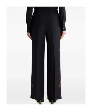 Etro Silk Trousers With Placed Floral Paisley Print