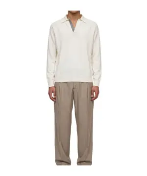LARDINI Contrast-trim Raglan-sleeve Sweater - White
