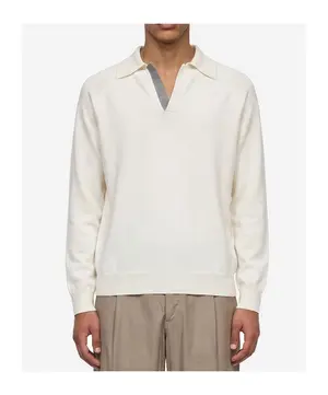 LARDINI Contrast-trim Raglan-sleeve Sweater - White