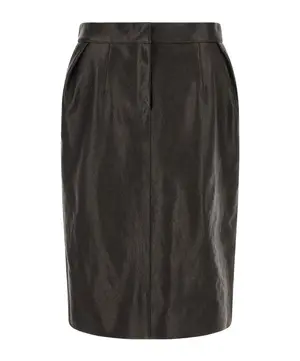 Magda Butrym Leather Pleated Midi Skirt
