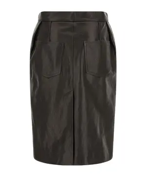 Magda Butrym Leather Pleated Midi Skirt