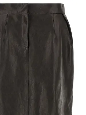 Magda Butrym Leather Pleated Midi Skirt