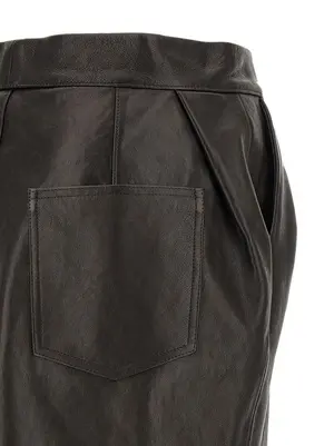 Magda Butrym Leather Pleated Midi Skirt
