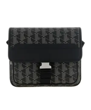 Lacoste Monogram Flap Messenger Bag - Black