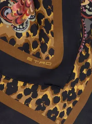 Etro Silk Twill Scarf With Leopard And Paisley Motif