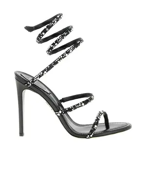 Rene Caovilla Cleo Crystal Spiral Heeled Sandals - Black