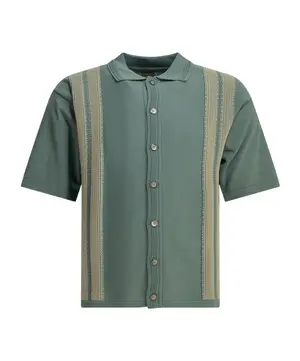 Kapital Vertical-stripe Short-sleeve Shirt - Green