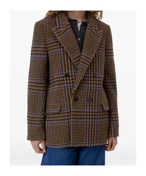 Closed Check-pattern Double-breasted Blazer