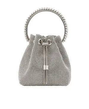 JIMMY CHOO Crystal Embellished Drawstring Crossbody Bag