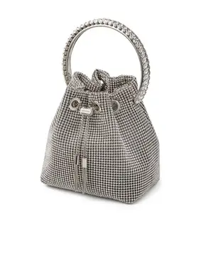 JIMMY CHOO Crystal Embellished Drawstring Crossbody Bag