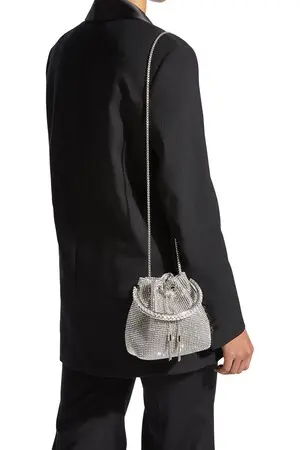 JIMMY CHOO Crystal Embellished Drawstring Crossbody Bag