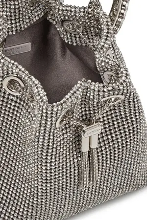 JIMMY CHOO Crystal Embellished Drawstring Crossbody Bag