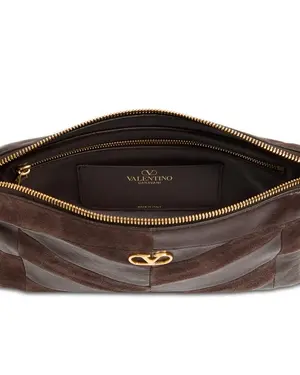 Valentino Garavani Small Quilted Suede & Leather Shoulder Bag