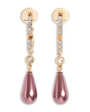 Valentino Garavani Logo Linear Drop Earrings, 1.6l