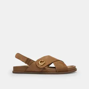 COACH Sculpted C Criss Cross Sandal - Coconut