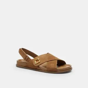 COACH Sculpted C Criss Cross Sandal - Coconut