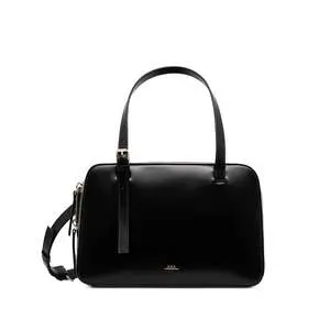 A.p.c. Leather Shoulder Bag With Top Handle And Adjustable Strap - Black