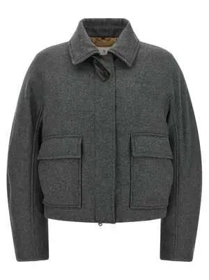 Brunello Cucinelli Shearling Collar Cropped Jacket