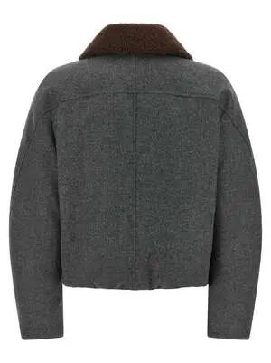 Brunello Cucinelli Shearling Collar Cropped Jacket