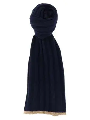 Brunello Cucinelli Ribbed Cashmere Knit Scarf - Blue