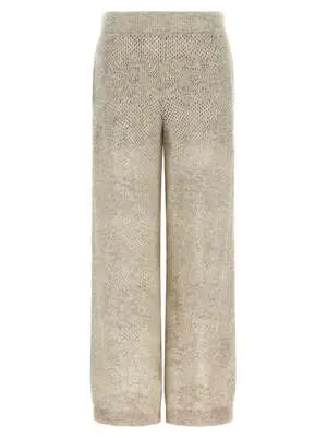 Brunello Cucinelli Wide Leg Knit Trousers - Cream