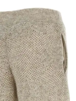 Brunello Cucinelli Wide Leg Knit Trousers - Cream