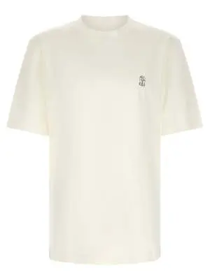Brunello Cucinelli Logo Embroidery T-shirt - White